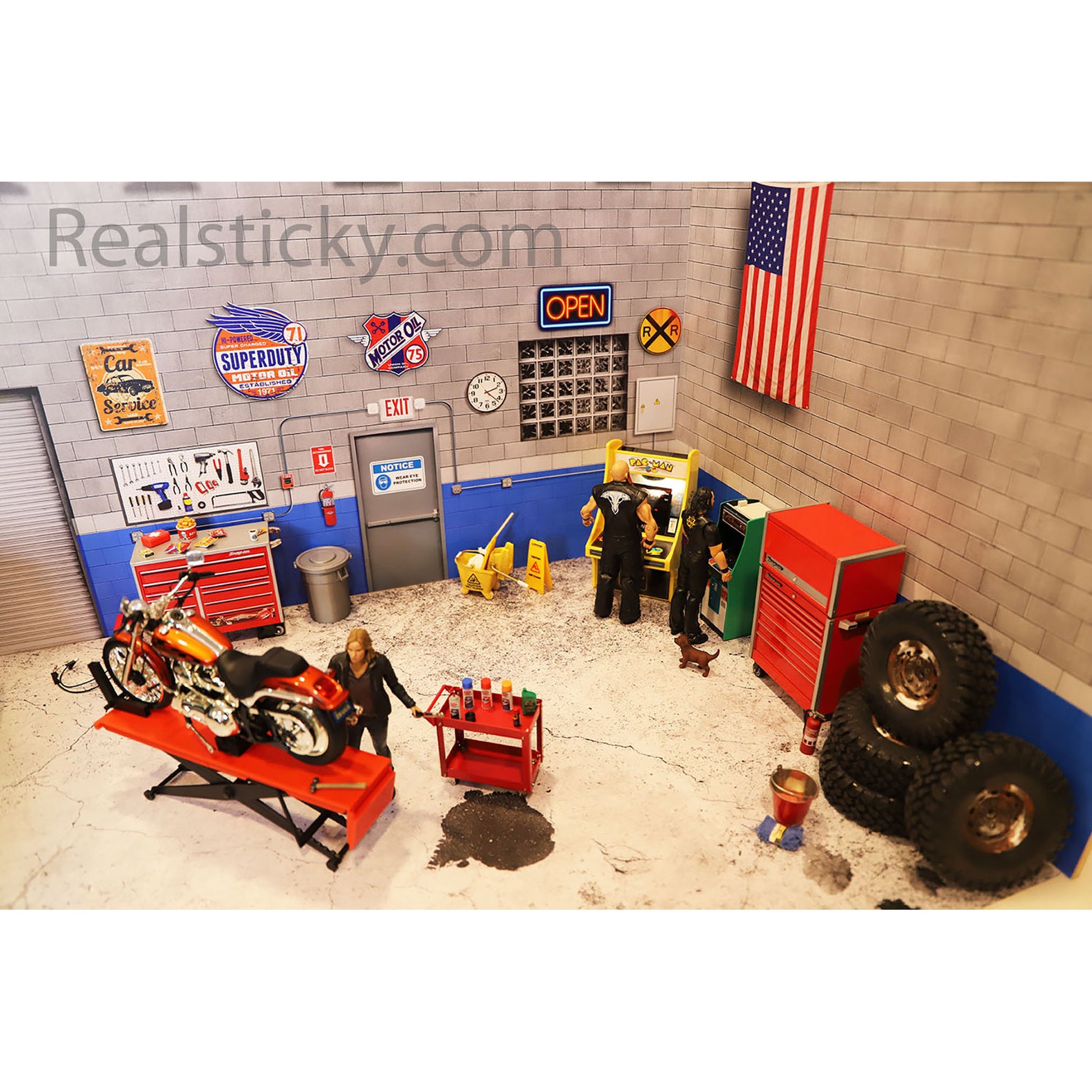 RC 1/10 Scale BACK Wall Garage Sticker Blue and Gray Cinder Block ...