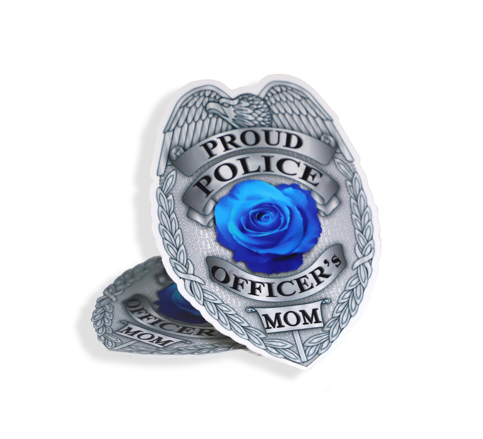 Proud Police Officer MOM Badge Sticker Thin Blue Line Heart Love Cup ...