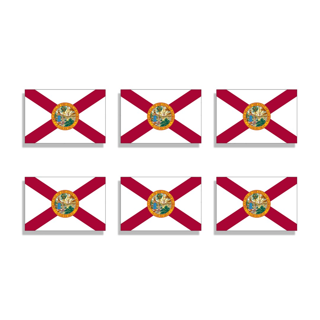 6 Mini Florida State Flag Stickers FL Beach Ocean Sea Car Truck Tag ...