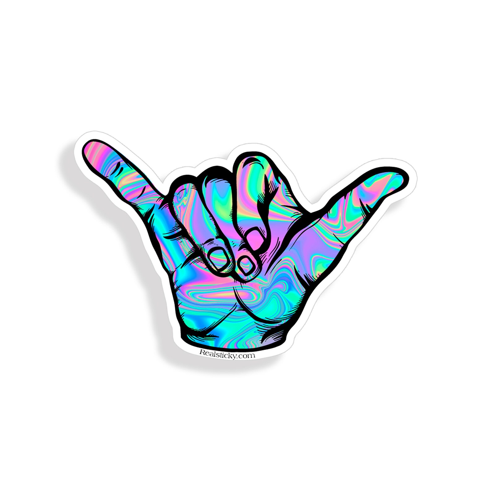 Pink Purple Swirl Sticker Hang Loose Hand Ocean Surfing Shaka Groovy ...