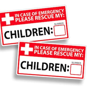 Children Emergency Child Rescue Sticker Vinyl Decal 1st First Aid ...