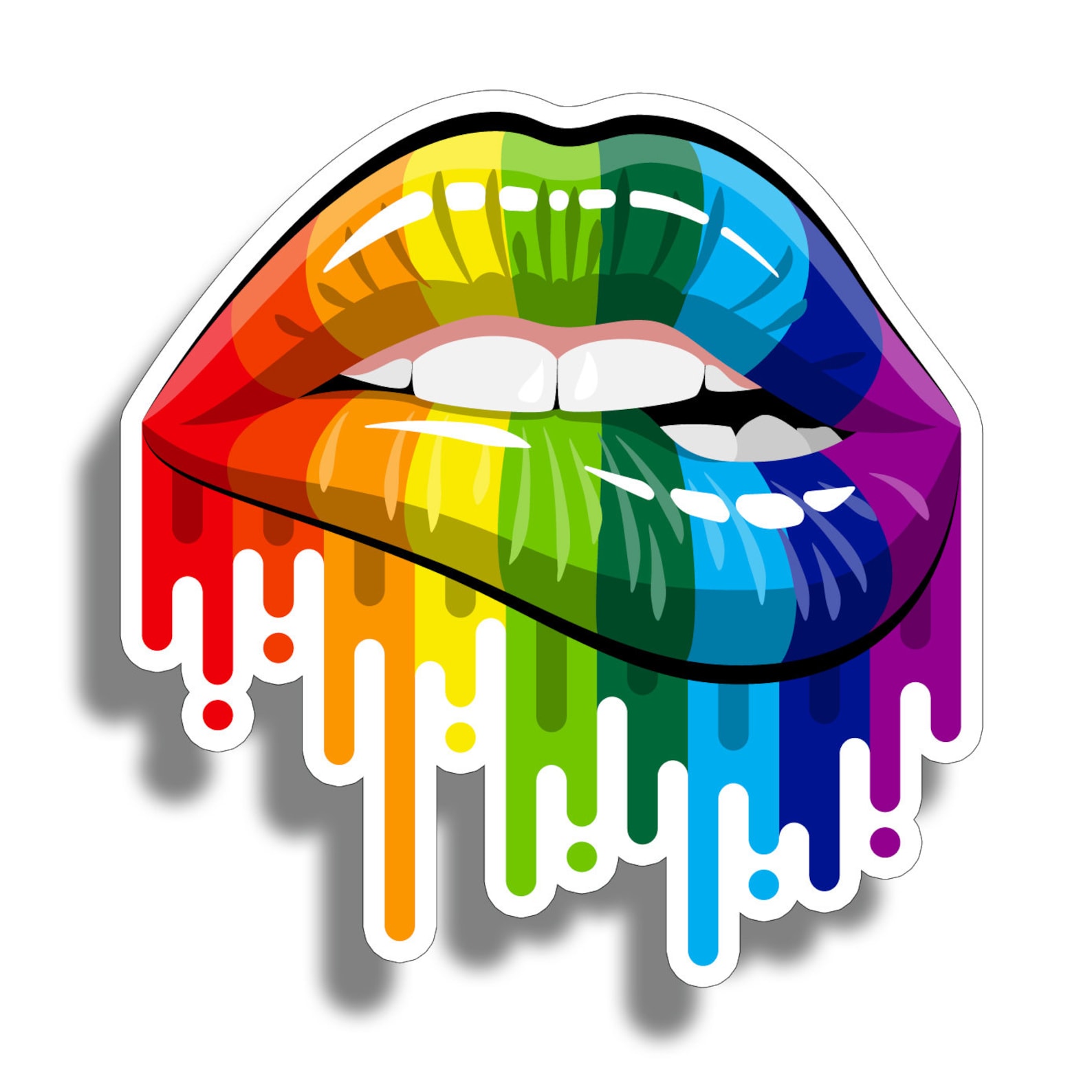 Rainbow Lips Sticker Gay Pride LOVE LGBT Sexy Mouth Cup Cooler Laptop ...