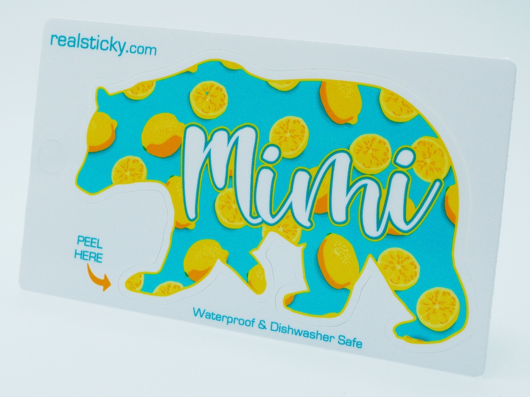 Mimi Bear Sticker Mothers Day Gift Grandmother Decal Lemon Blue Animal ...