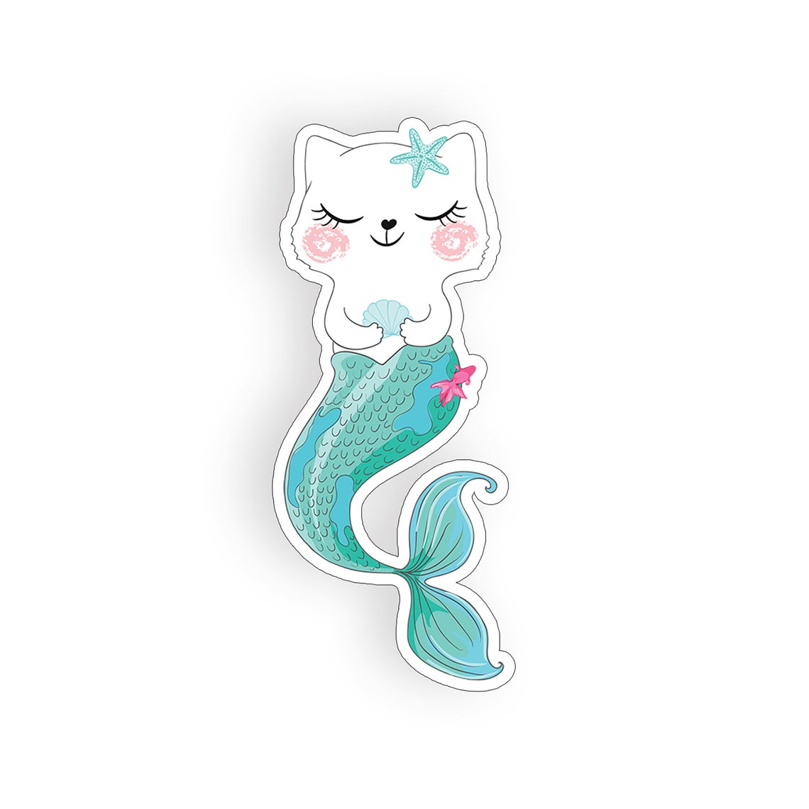 Mermaid Cat Sticker Mercat Kitten Laptop Cup Cooler Beach - Etsy
