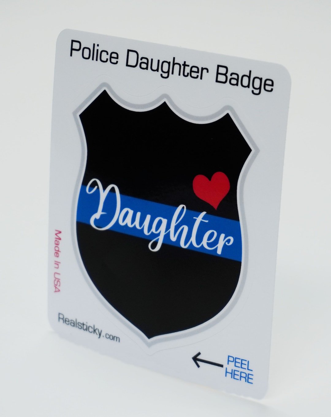 Proud Daughter Police Officer Badge Sticker Thin Blue Line Heart Love ...