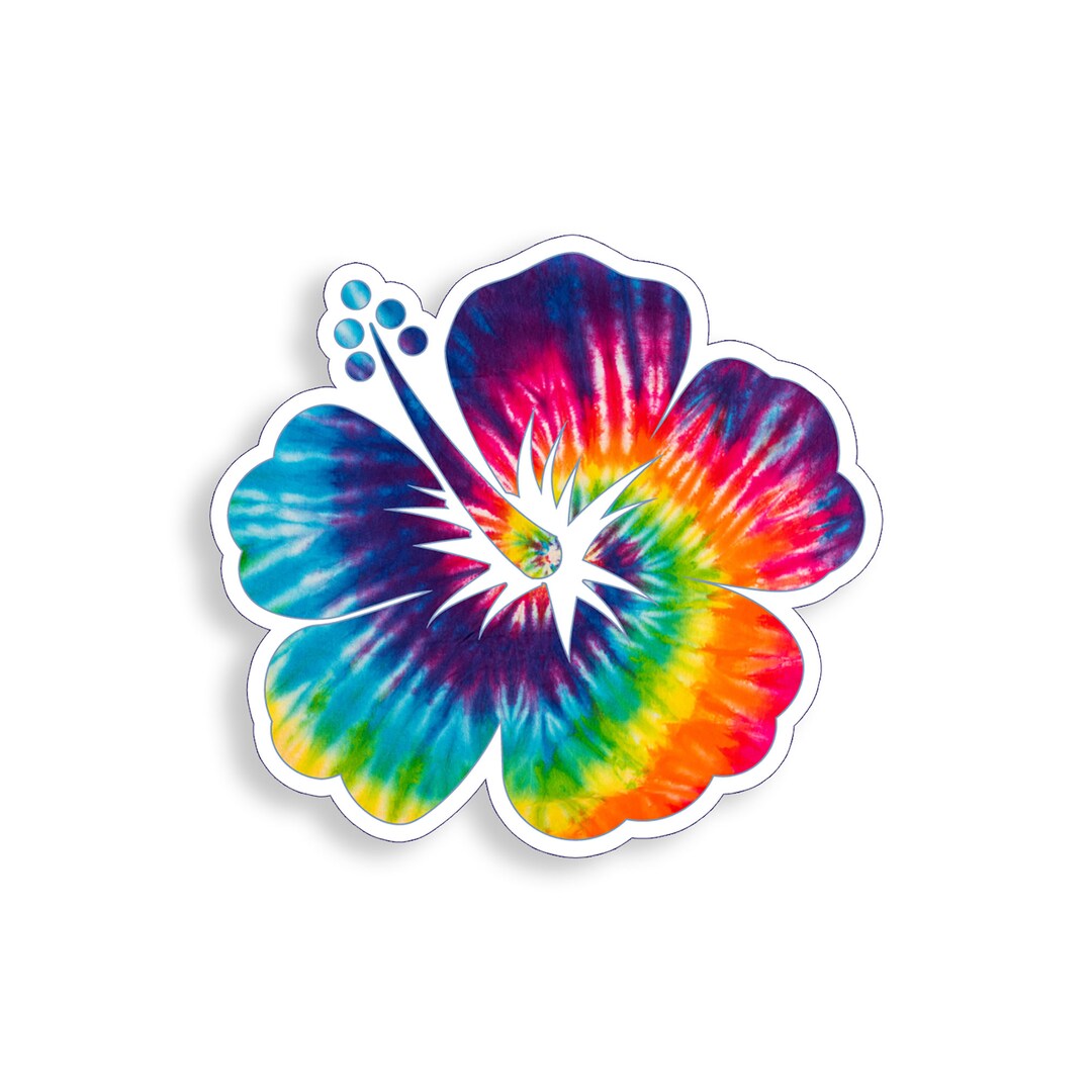 4" Tie Dye Hibiscus Flower Sticker Peace Hippie 70's Cooler Laptop Car ...