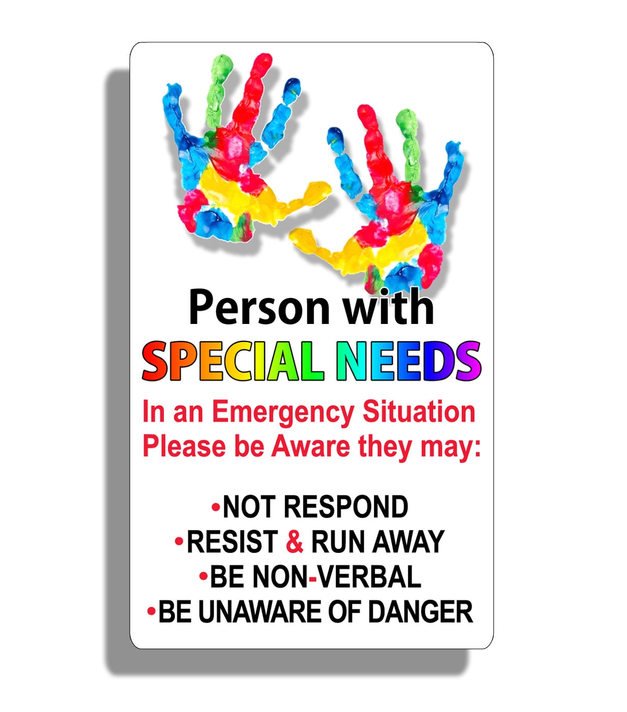 Person Special Needs Sticker Car Truck Window Vehicle Emergency Safety ...