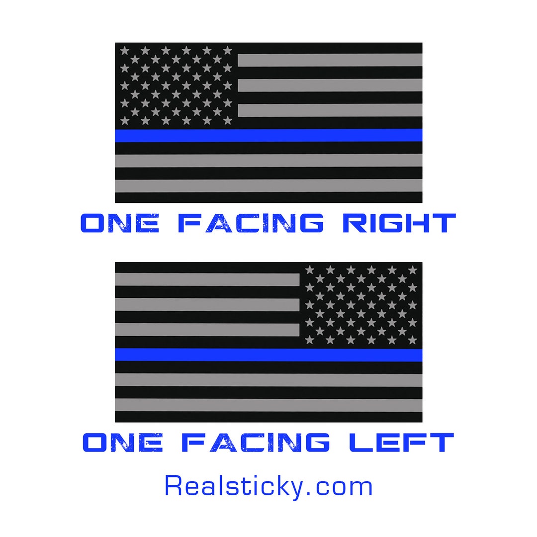 Pair Blue Line USA American Flag Sticker Gun Law Enforcement Blue Lives ...