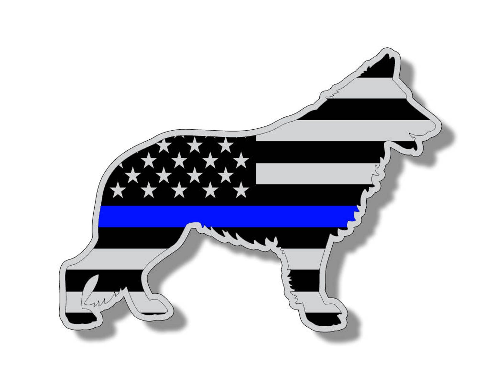 German Shepherd Sticker Police K9 Dog Decal Blue Line USA American Flag ...