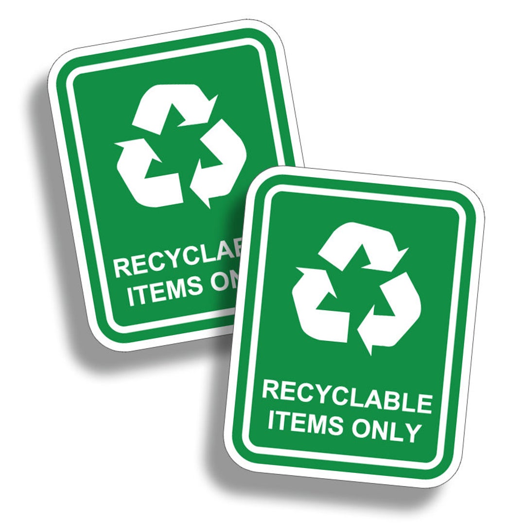 Recyclable Items Only Sticker Decal Recycle Green Earth Home Office ...