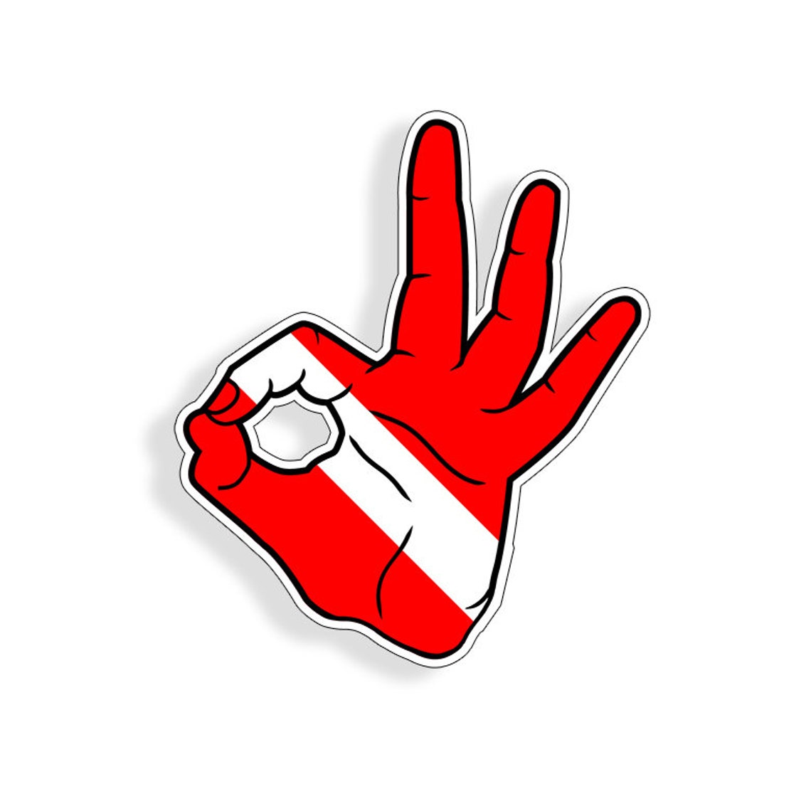 OK Sign Scuba Diver Down Sticker Vinyl Decal With Dive Flag for Tank ...