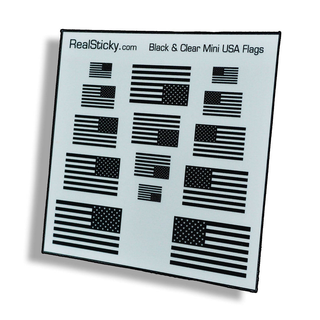 Mini Black and Clear USA Flag Sticker American Patriotic Tablet Laptop ...
