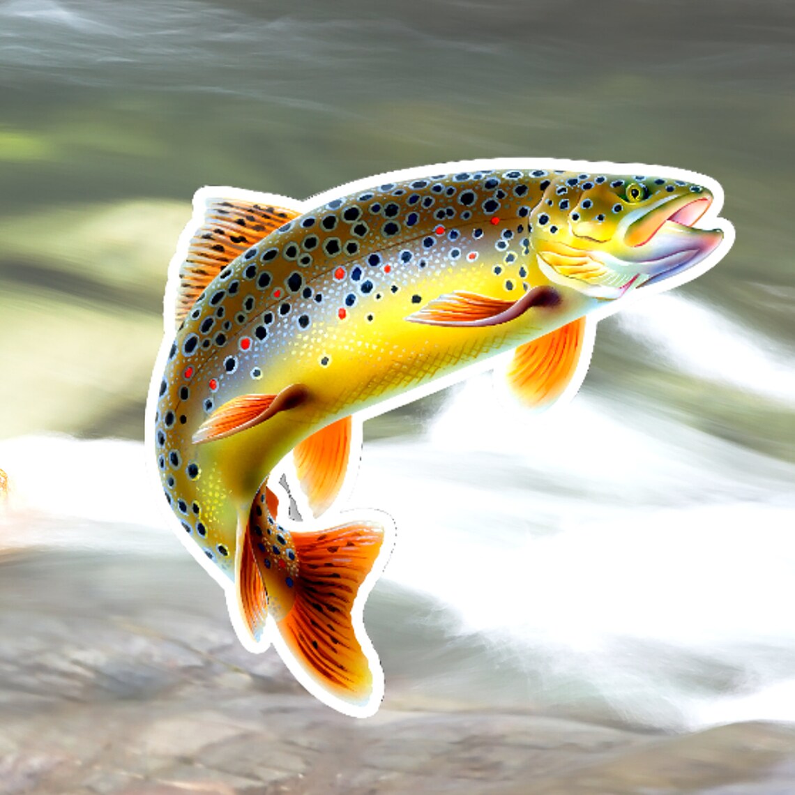 Brown Trout Fish Sticker River Fly Fishing Speckled Stream - Etsy