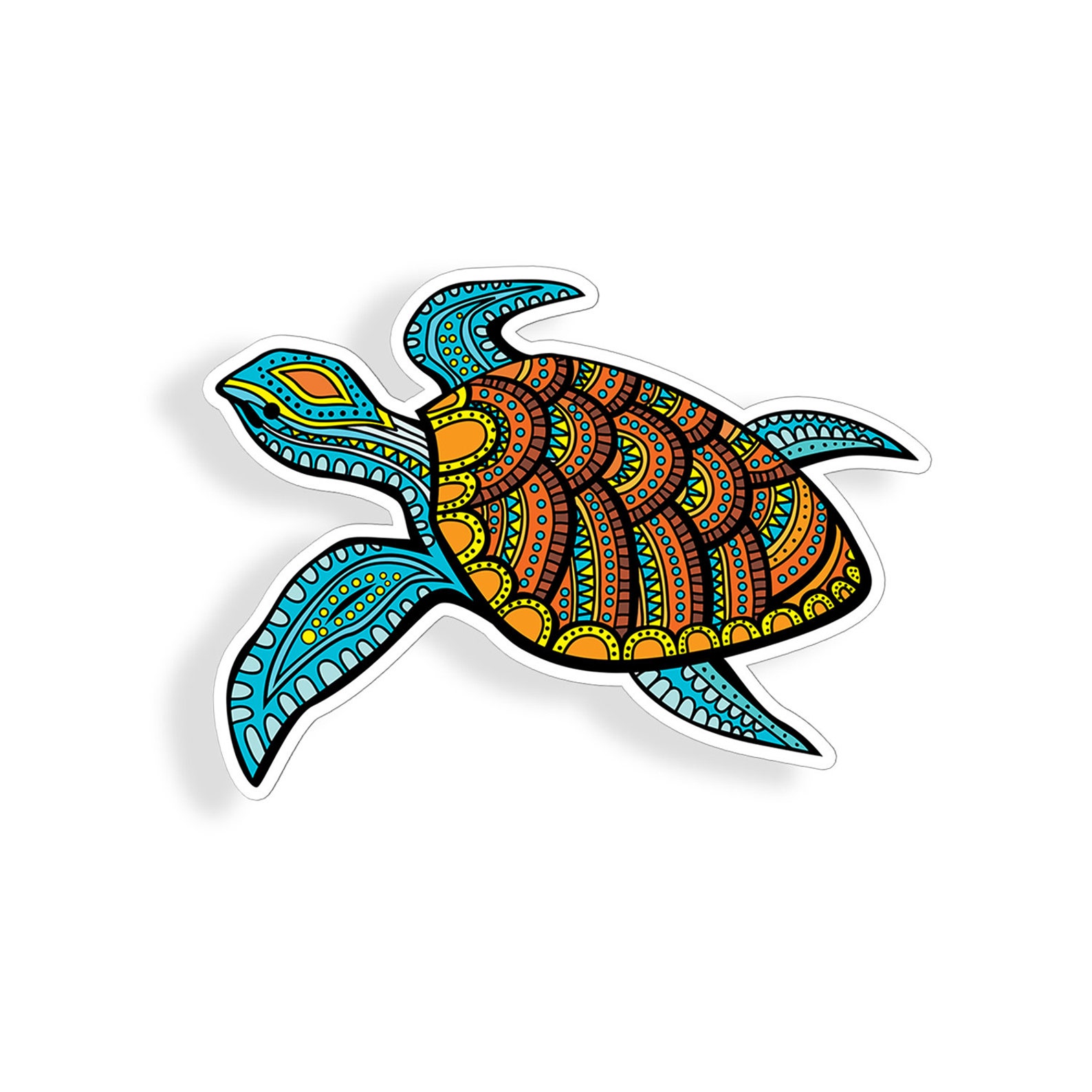 Aztec Sea Turtle Sticker Die Cut Digitally Printed Pattern Vinyl ...