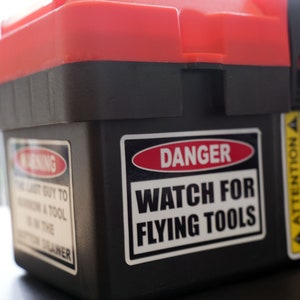 Watch for Flying TOOLS Vinyl Sticker Funny Mechanic Garage Shop Decal ...