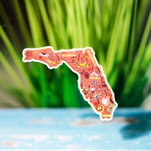 Florida Fun Map I Love FL Tallahassee PCB Beach Ocean Orlando Vinyl ...