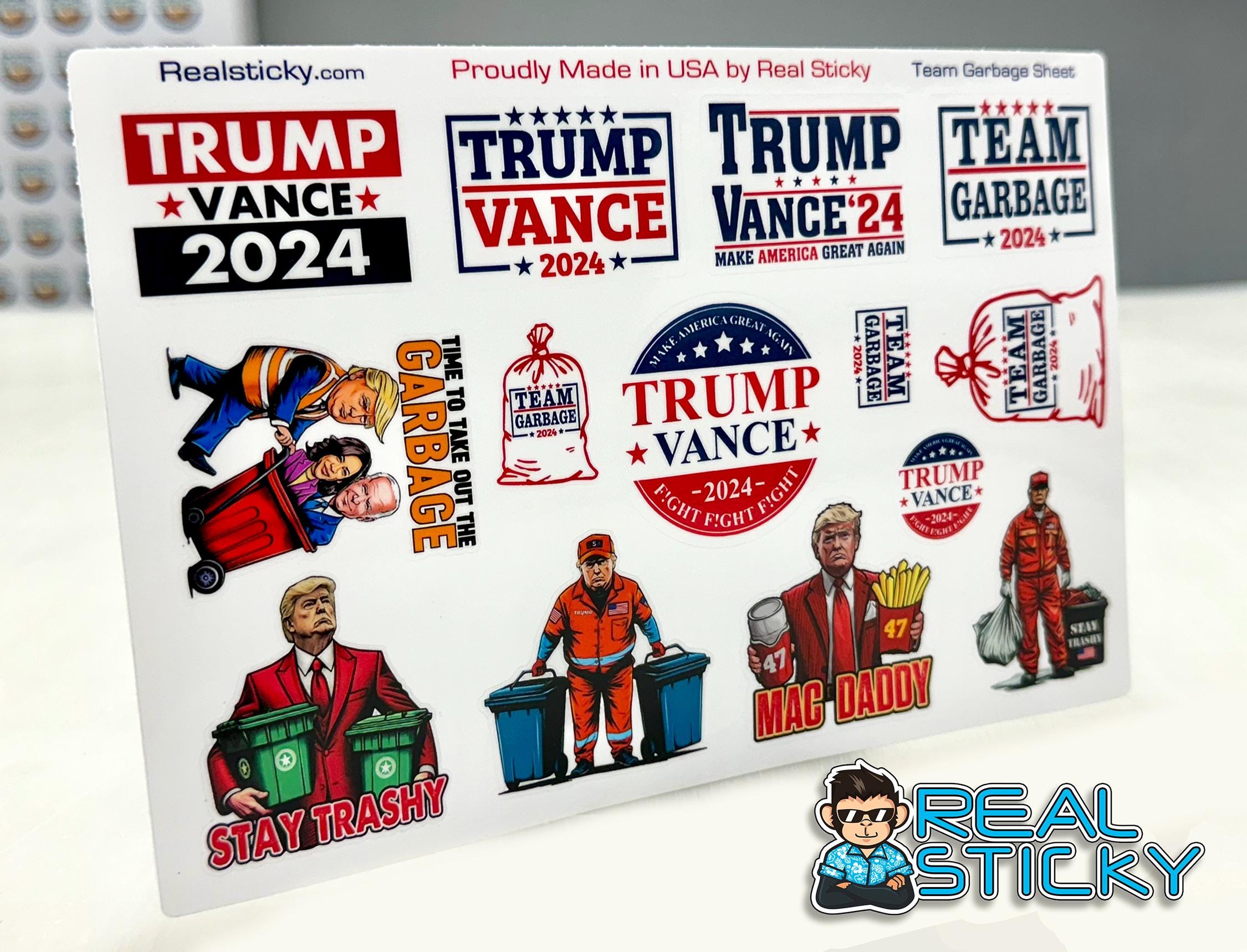 2024 Trump Garbage 14 Sticker Pack Helmet Bottle Cup Phone Laptop Hard ...