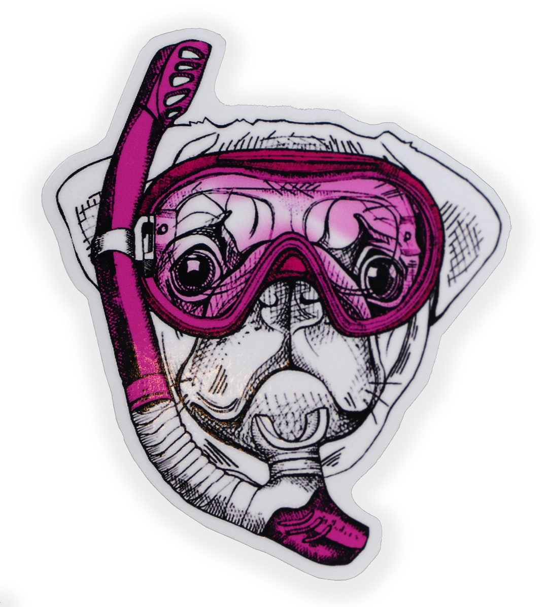 Pink Pug Sticker Dog Face Snorkel Scuba Diver Mask Cup Laptop Car ...