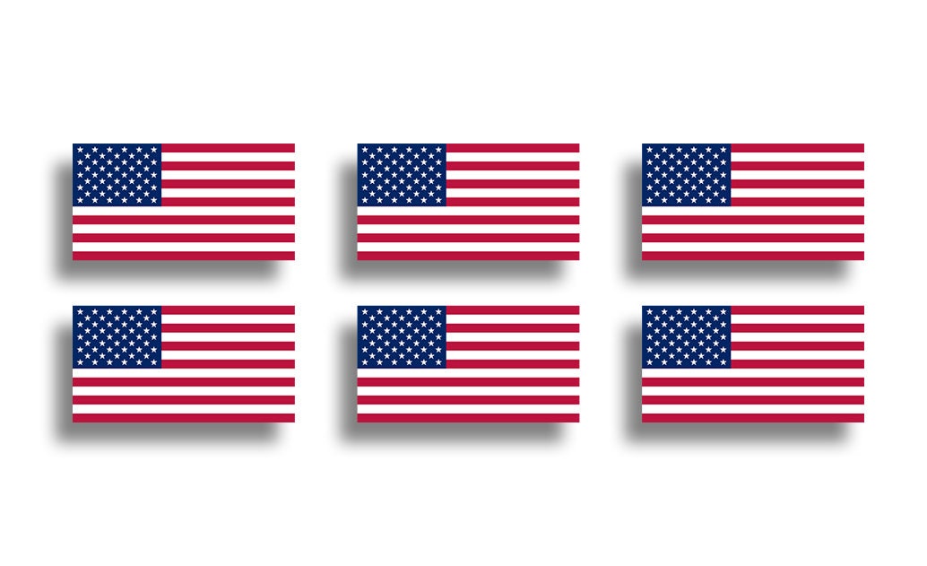 6 Mini American Flag Stickers Usa Vinyl Die Cut Decal License Etsy