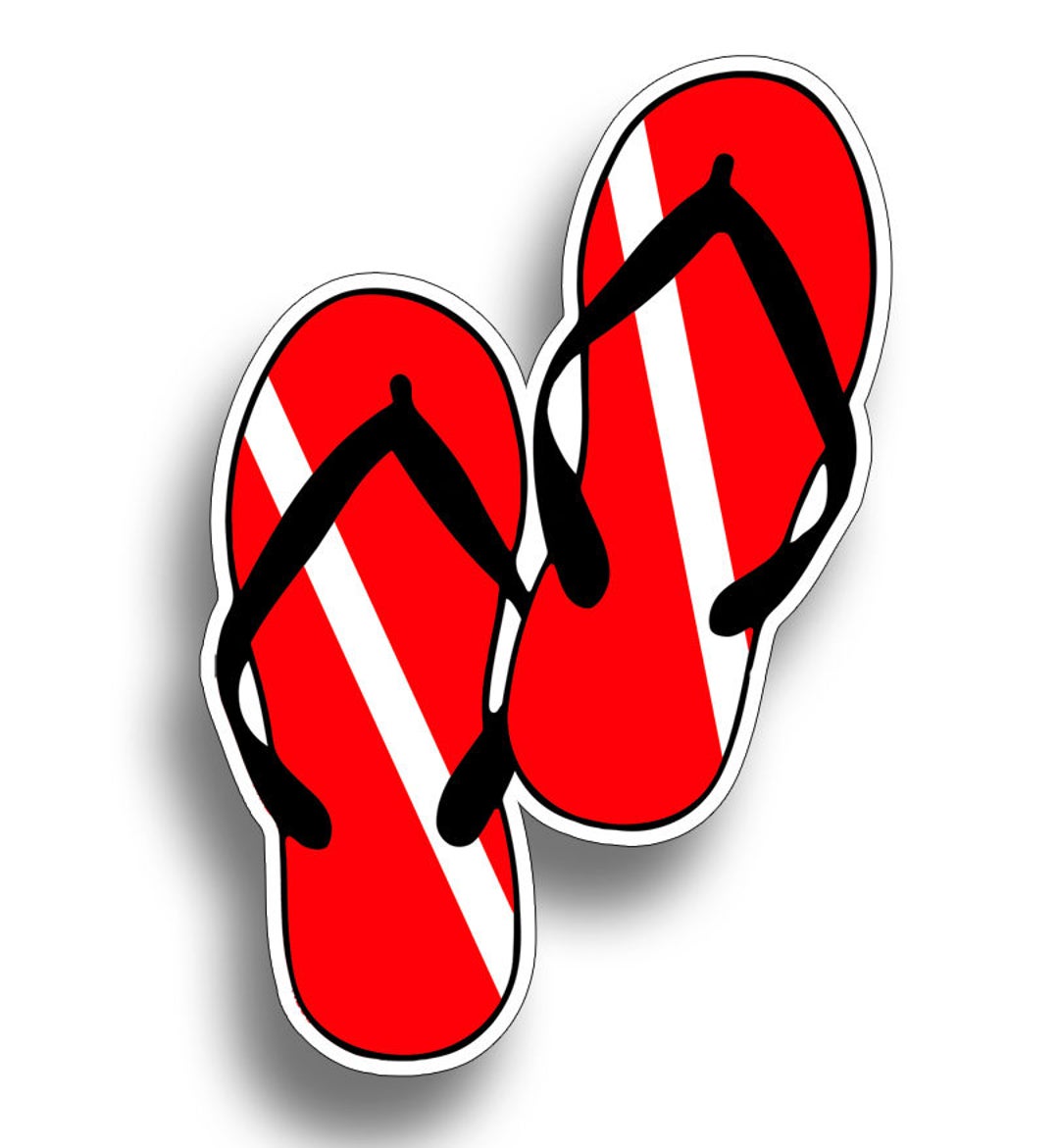 Flip Flop Diver Down Sticker Vinyl Decal for Oxygen Tank, Gear Bag ...