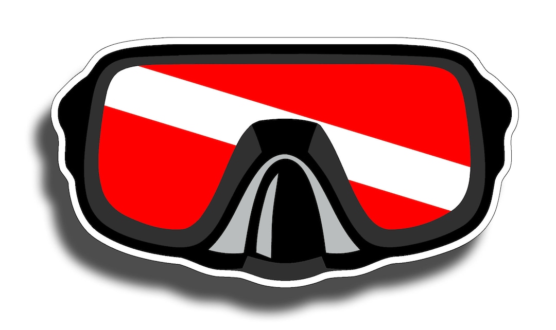Diver Down Mask Sticker Scuba Dive Diving Tank Gear Cup Cooler Laptop ...