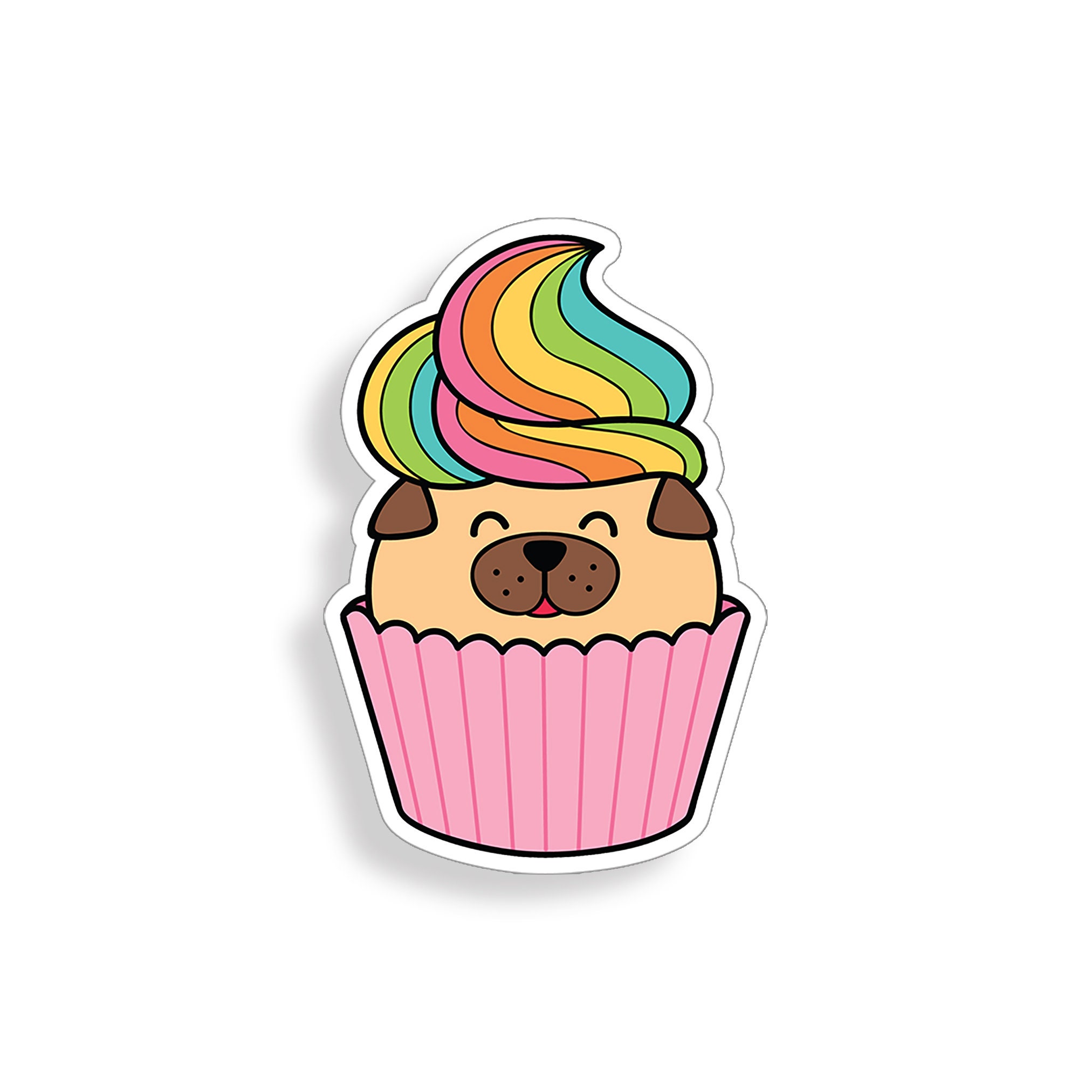 Dog Rainbow Cupcake Sticker Silly Cute Food Cup Cooler Laptop Car ...