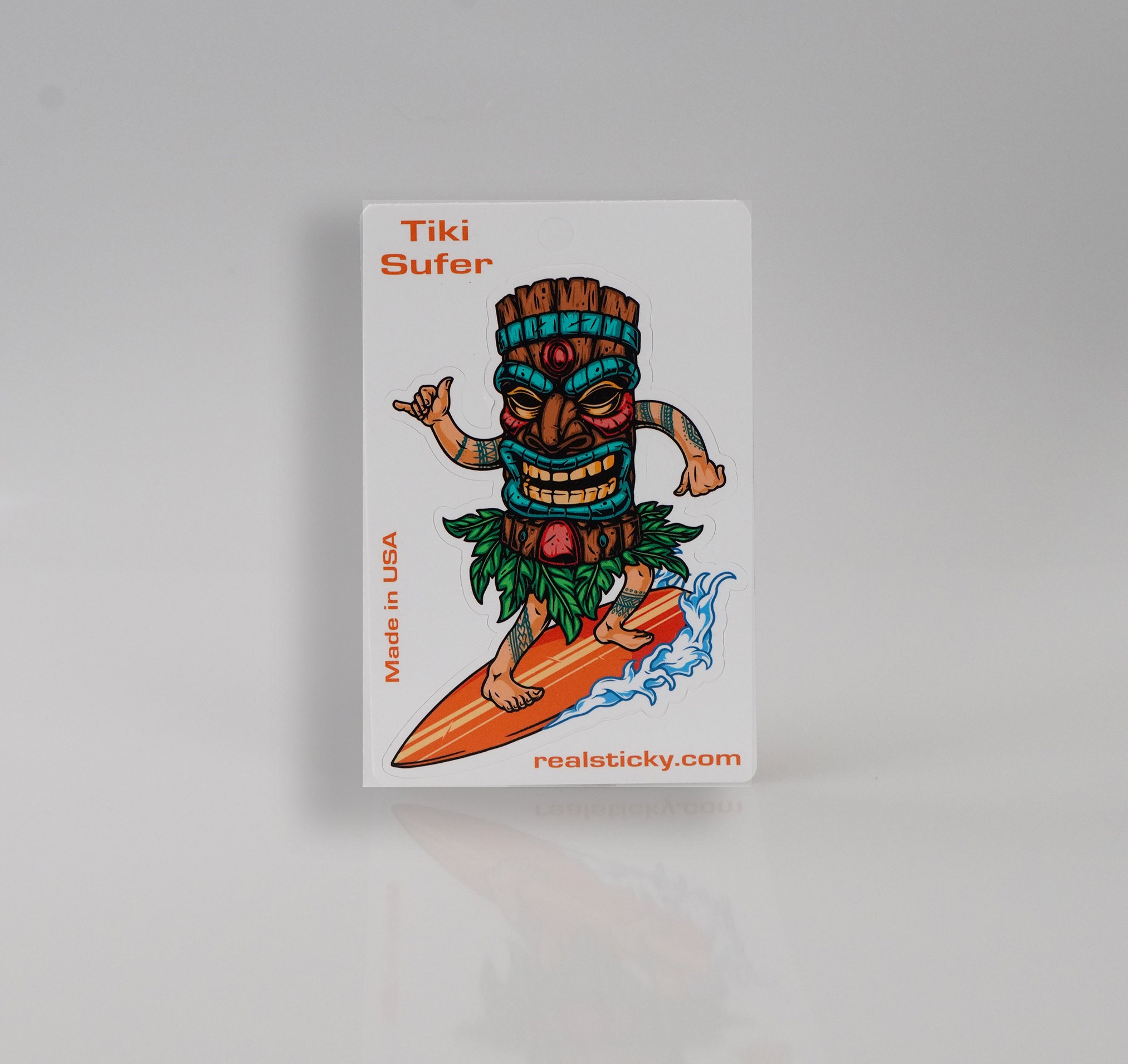 Tiki Surfer Sticker Beach Ocean Man Surf Board Cup Cooler Tumbler ...