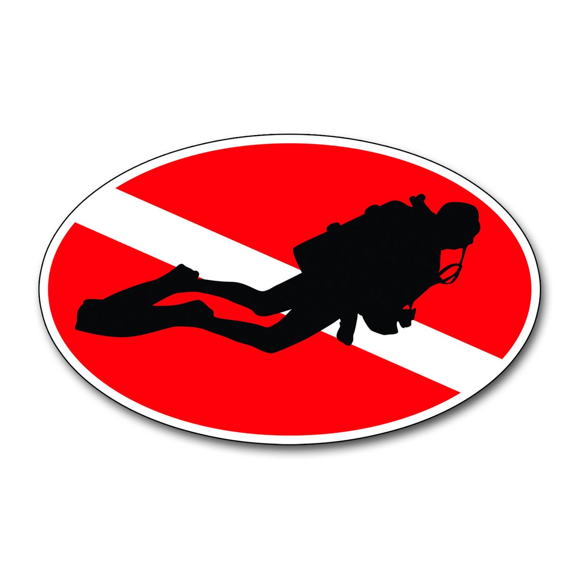 Diver Down Oval Sticker Vinyl Decal for Oxygen Tank, Gear Bag, Back ...