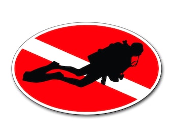 Scuba Diver Down Vinyl Sticker Decal With Dive Flag for Tank | Etsy