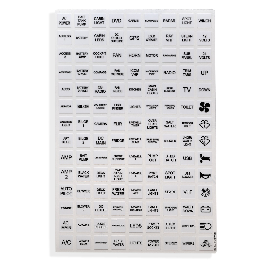 Marine Switch Labels 96-Pack Boat Marine Dashboard Switch Label ...