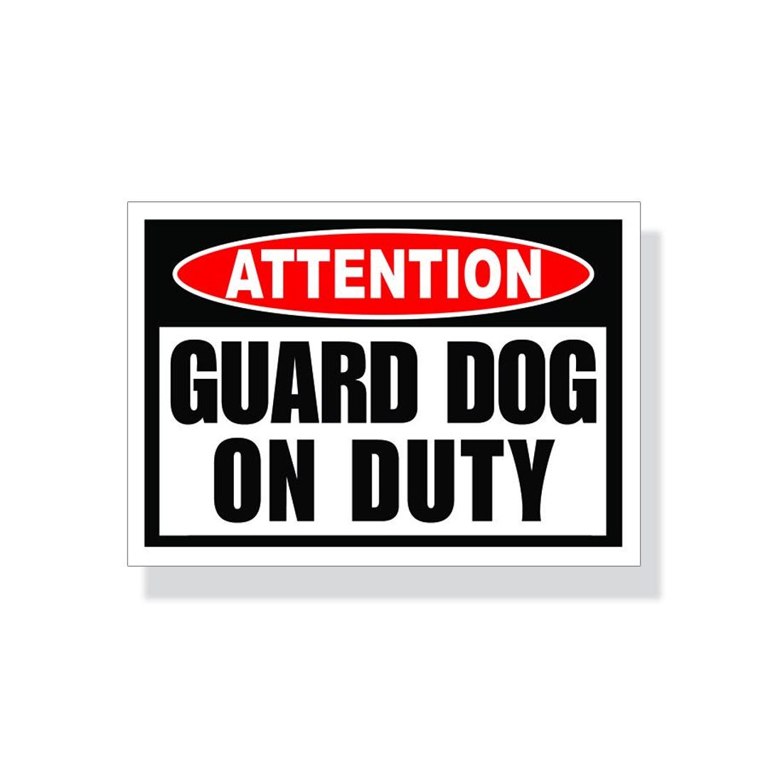 Guard Dog on Duty Sticker Animal Warning Attention Service Animal Guard ...