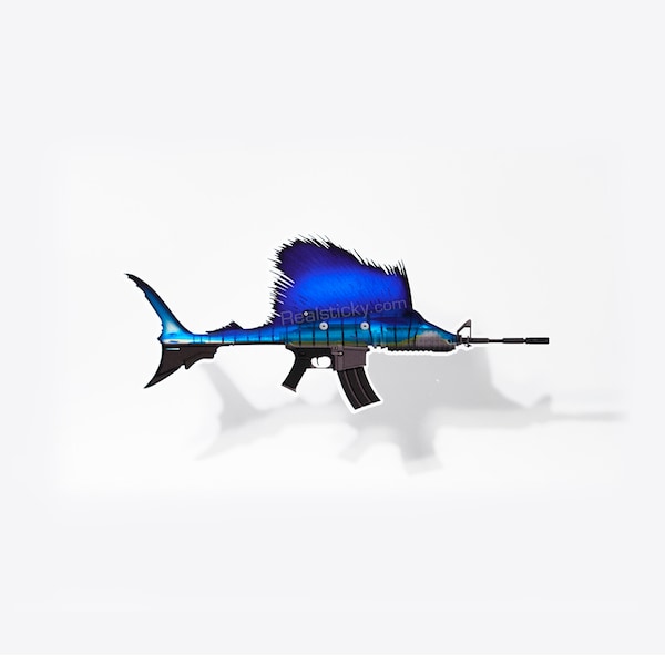Blue Line Fish Decal - Etsy