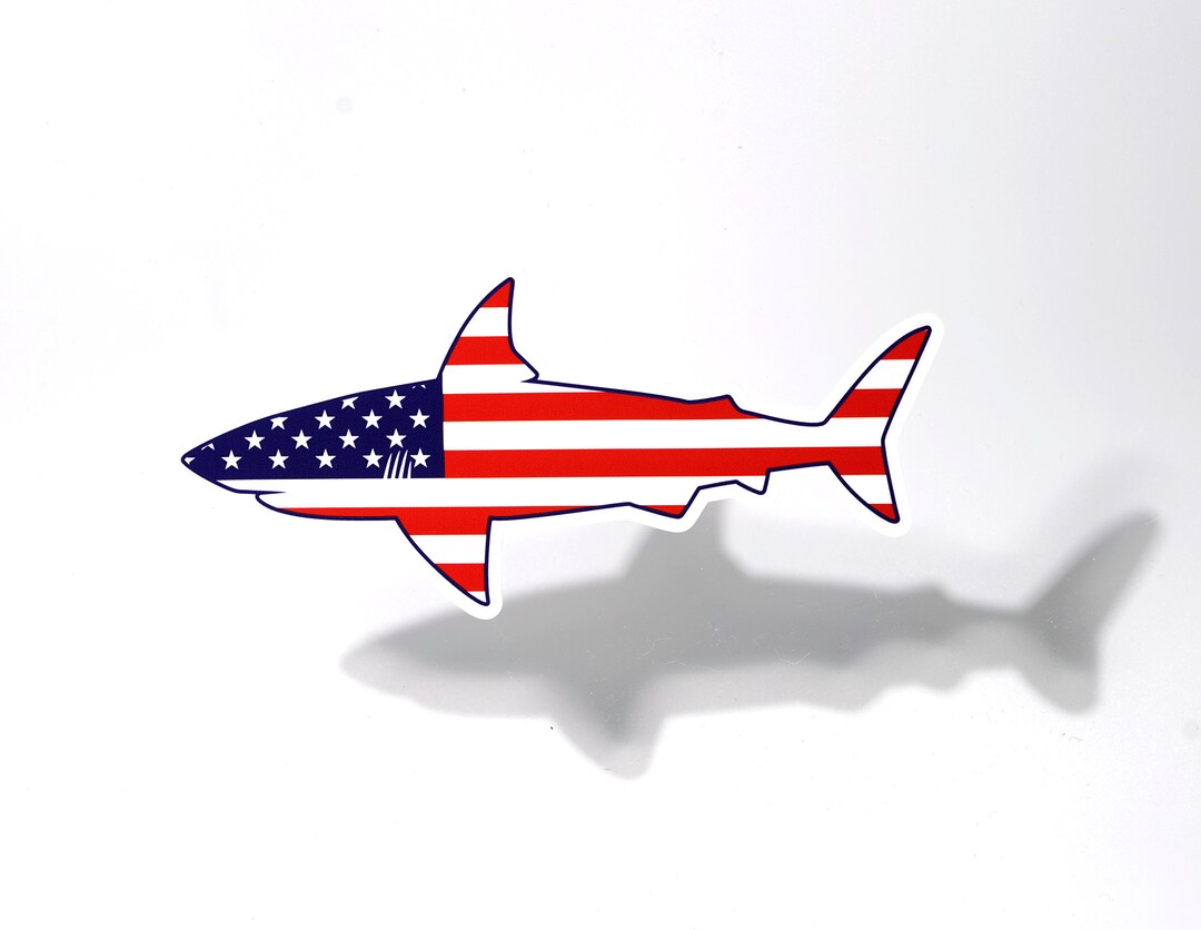 USA Shark Sticker American Flag Fish Proud America Laptop Cup Cooler ...