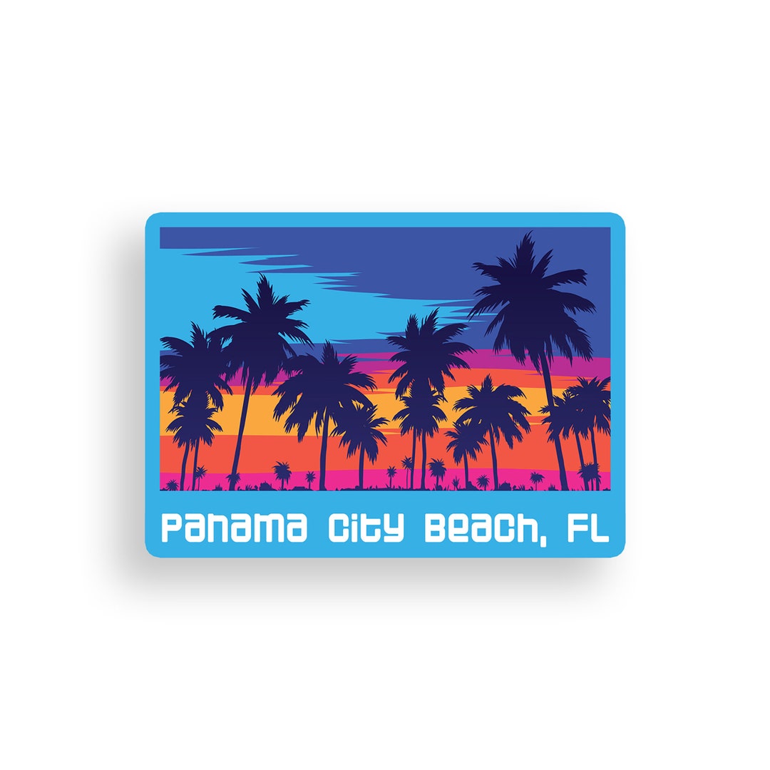 Panama City Beach PCB Sticker FL Florida Palm Tree Sunset Ocean Picture ...
