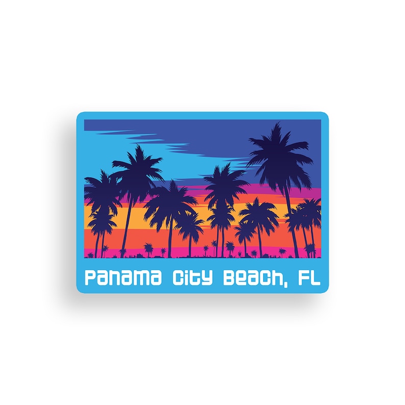 Panama City Beach PCB Sticker FL Florida Palm Tree Sunset - Etsy
