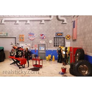 RC 1/10 Scale BACK Wall Garage Sticker Blue and Gray Cinder Block ...