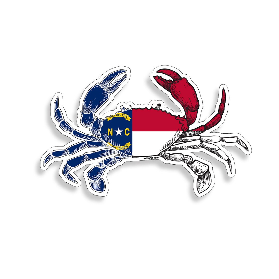 North Carolina Crab Flag Sticker NC State Cup Laptop Boat Cooler Car ...