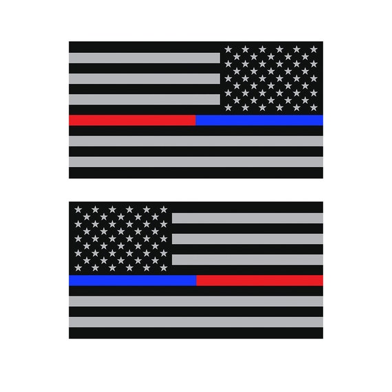 Left Right Pair Police Fireman Red Line USA Flag Sticker - Etsy