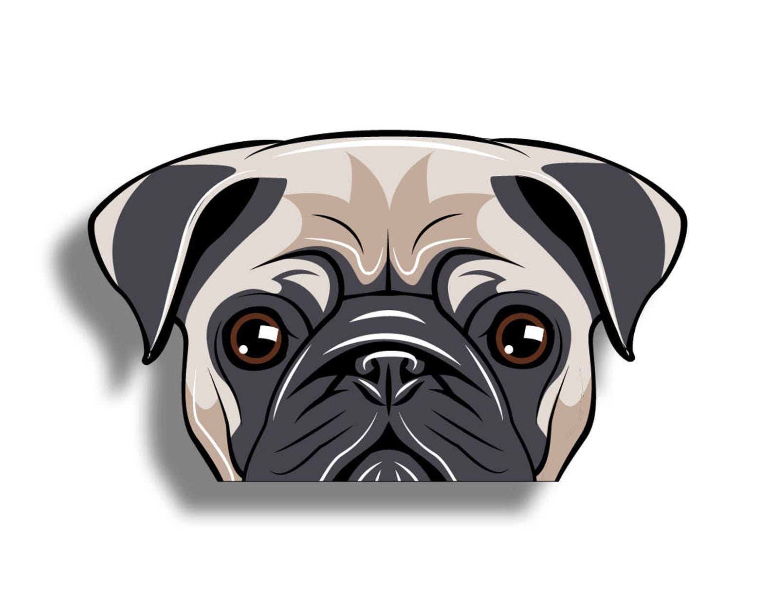 Pug Face Custom Printed Die Cut Sticker for Your Car Truck SUV Van ...
