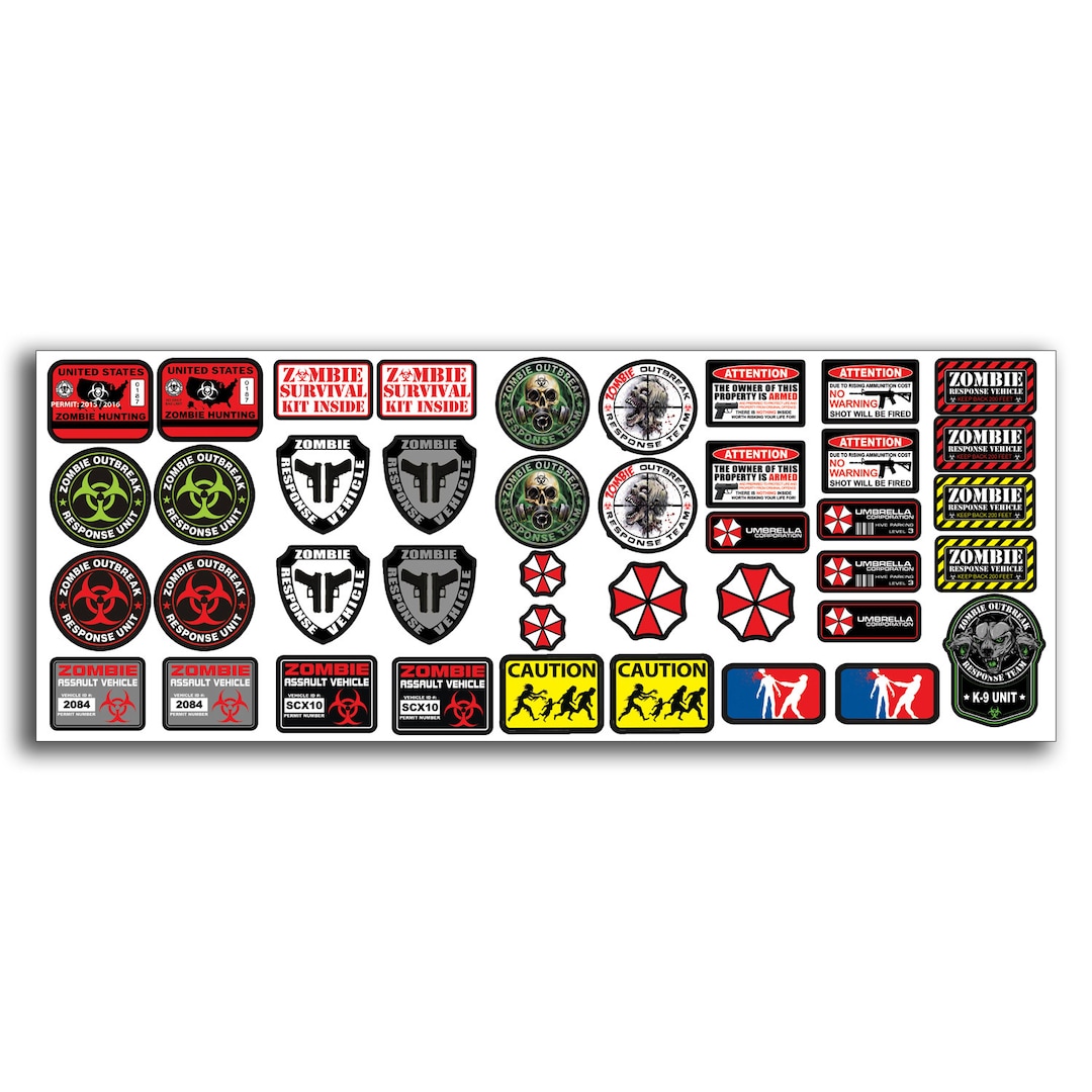 R/C Scale ZOMBIE Decal Stickers Axial SCX10 Wraith Crawler Rock Crawl ...