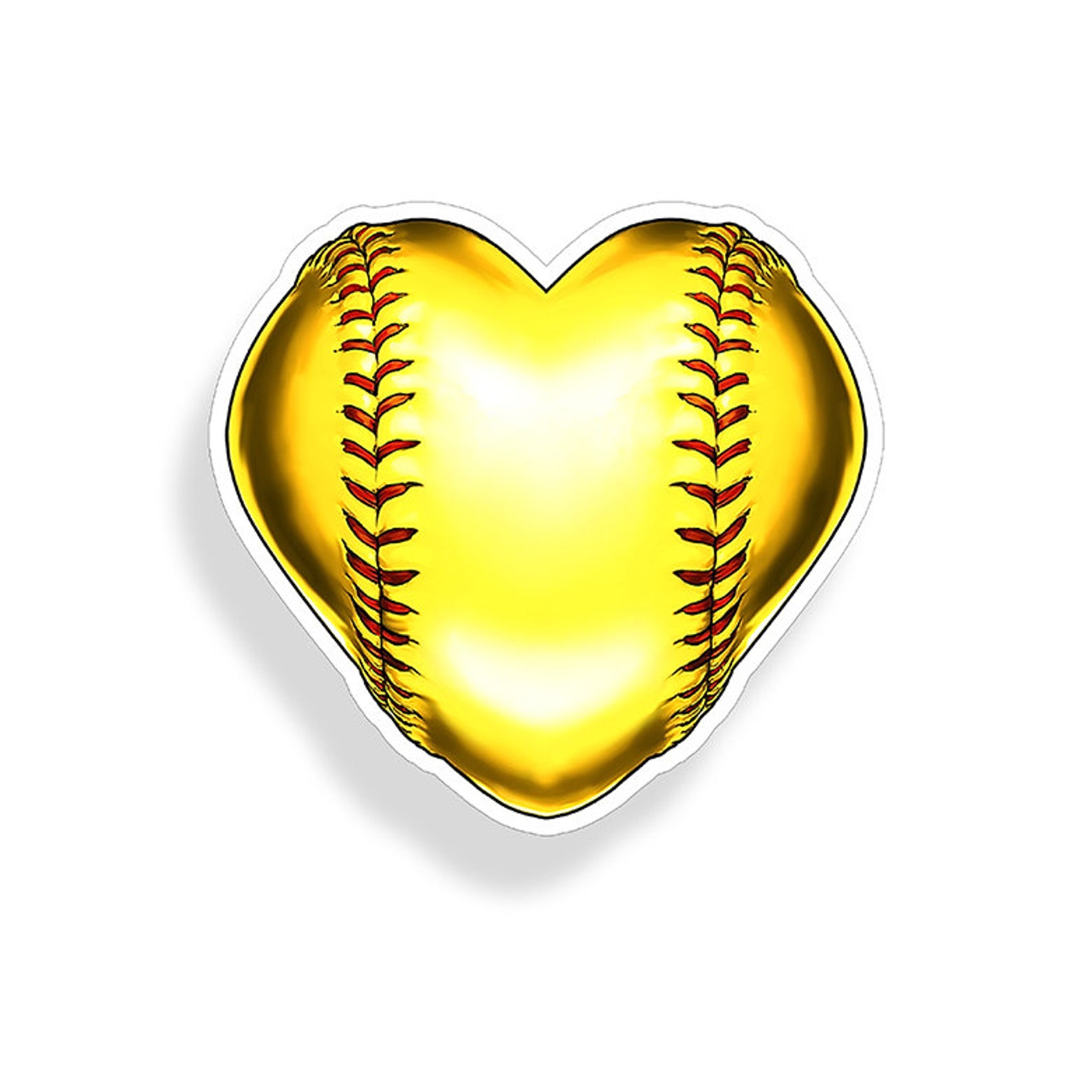 Softball Heart Sticker Love Play Slow Fast Pitch Yellow Soft - Etsy
