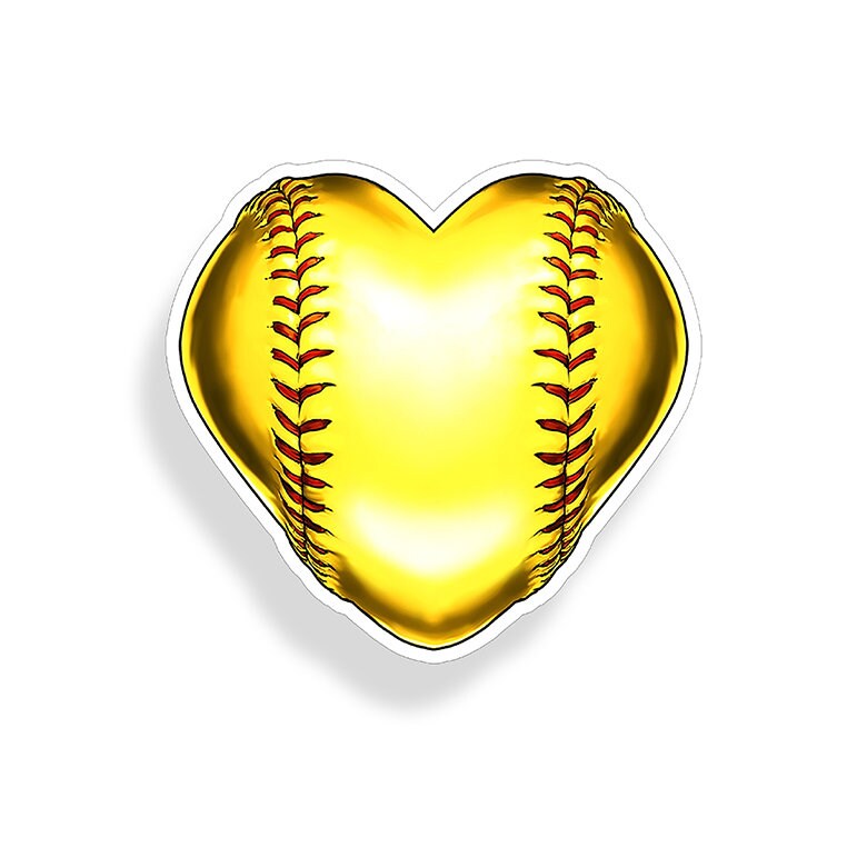 Softball Heart Sticker Love Play Slow Fast Pitch Yellow Soft - Etsy