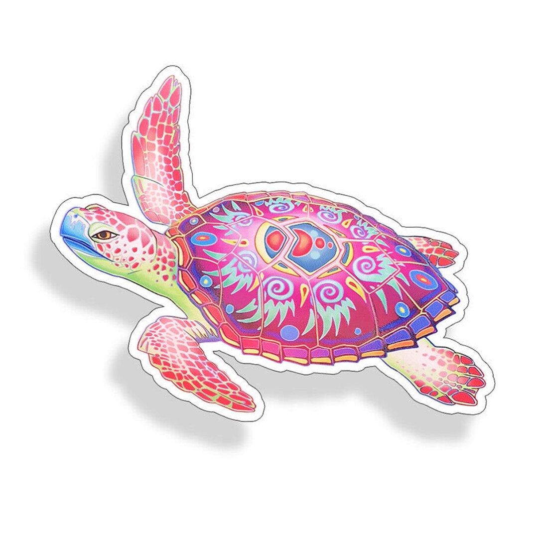 Pink Tribal Sea Turtle Sticker Pink Purple Cup Cooler Laptop Car Truck ...