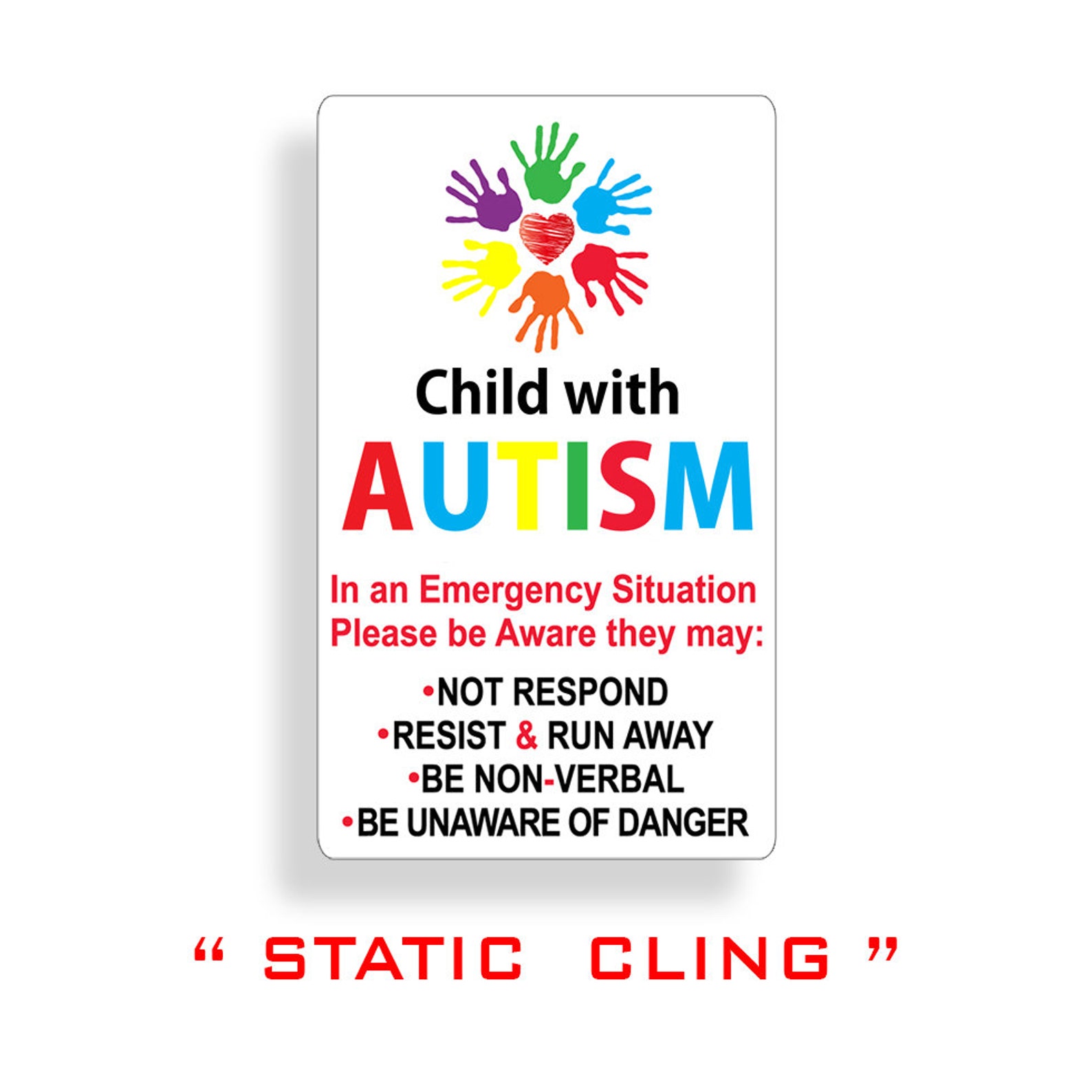 Child With Autism Static Cling Safety Decal Car Truck Window - Etsy