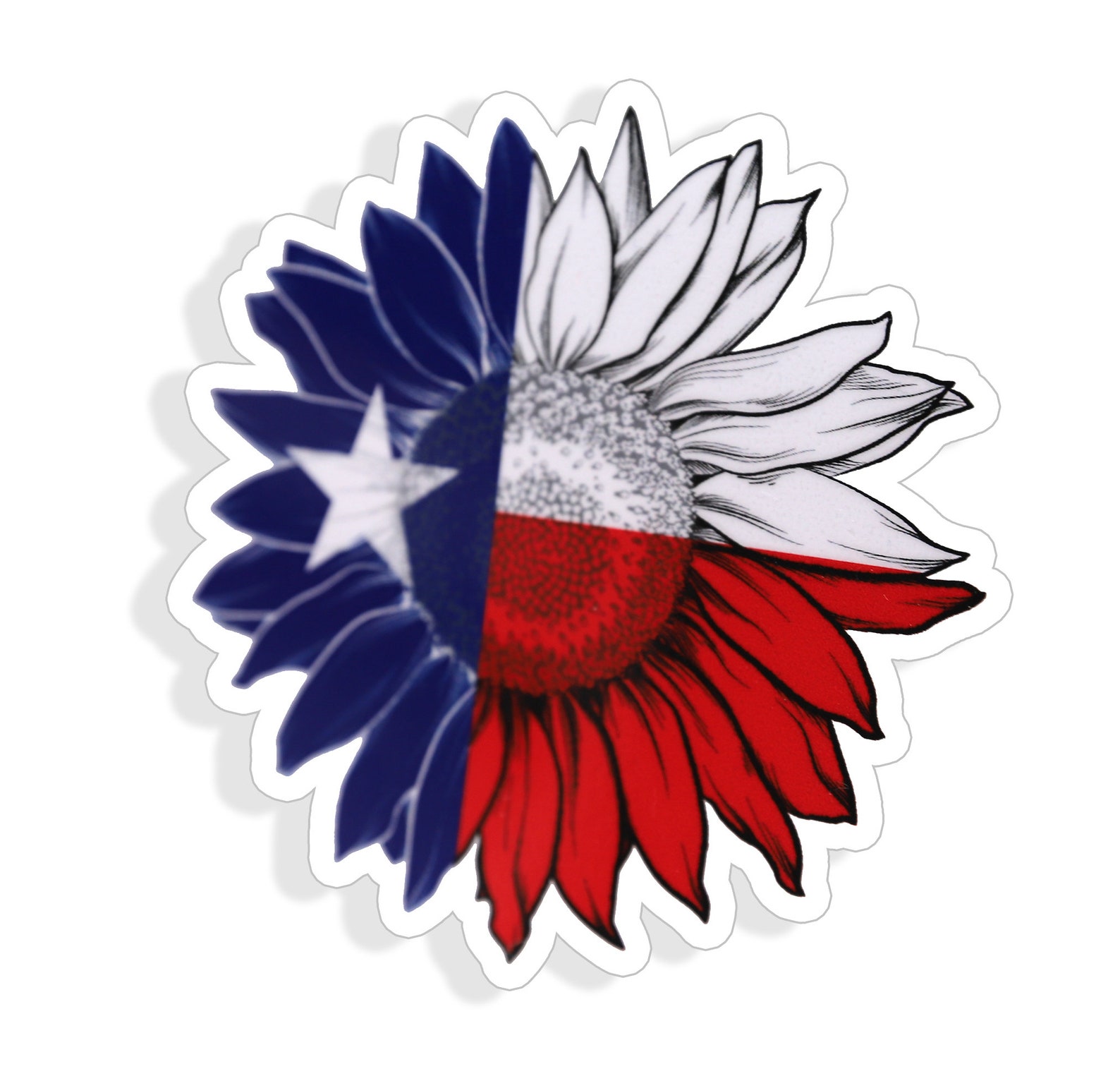 4" Texas Flag Sunflower Sticker State of TX Cooler Laptop Wall Lunch ...