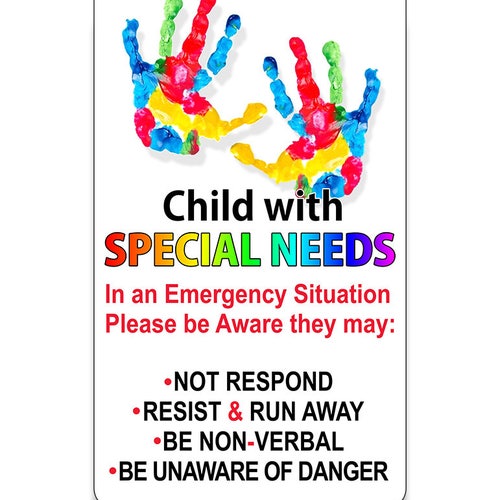 Special Needs Child Sticker Car Truck Window Vehicle Emergency | Etsy
