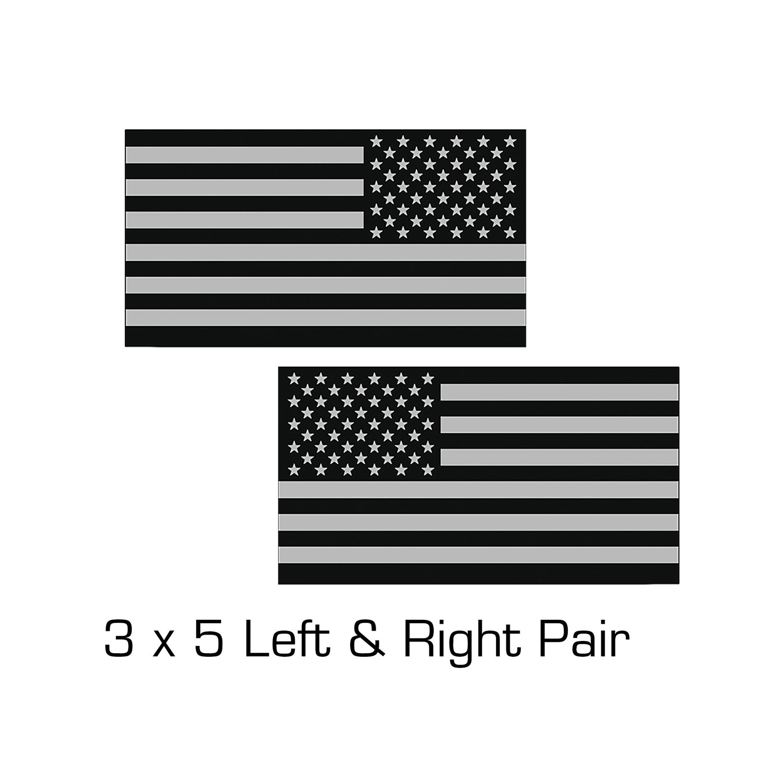 Left & Right 3 X 5 Black and Gray USA Flag Sticker American Patriotic ...
