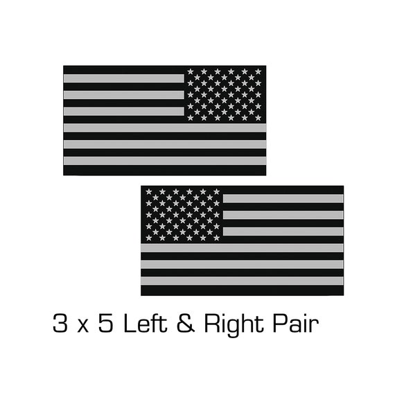 Left & Right 3 X 5 Black and Gray USA Flag Sticker American - Etsy