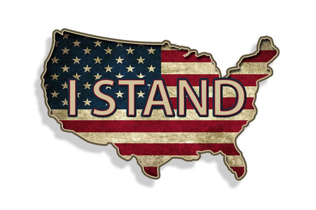 I Stand USA Rustic American Flag Sticker Die Cut Printed Vinyl Decal US ...