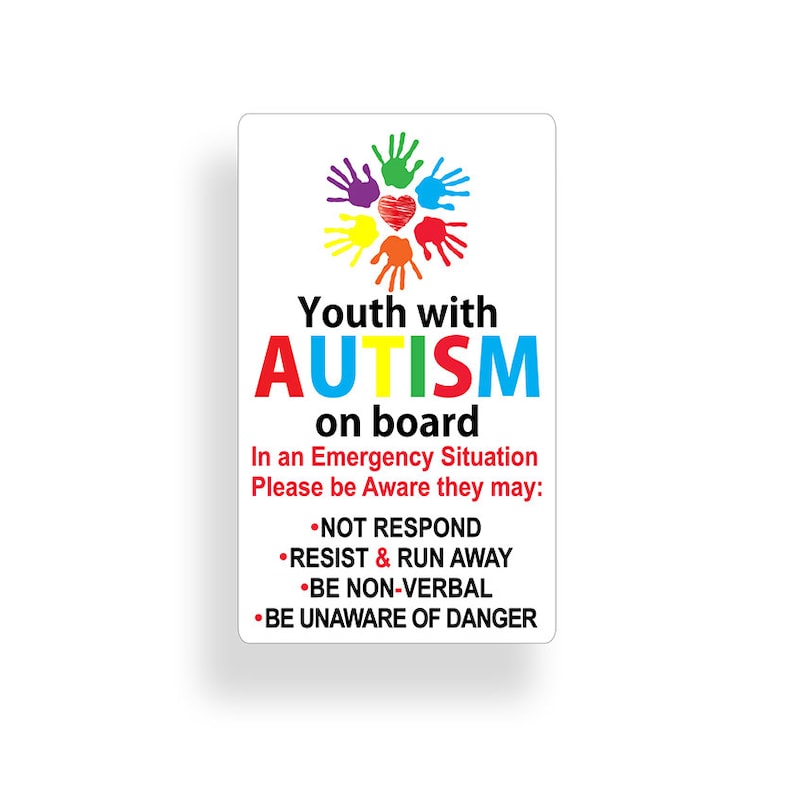Youth With Autism on Board Sticker Car Truck Window Vehicle - Etsy